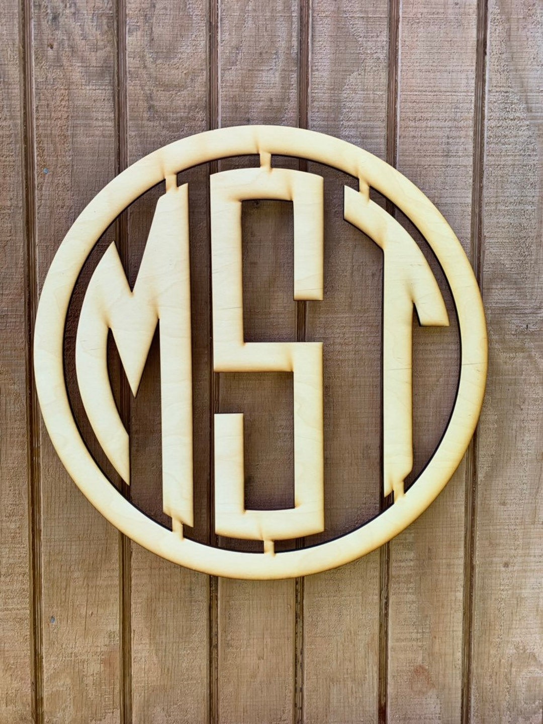 Wood Monogram, Circle Monogram, Unpainted Monogram, Unfinished Monogram ...