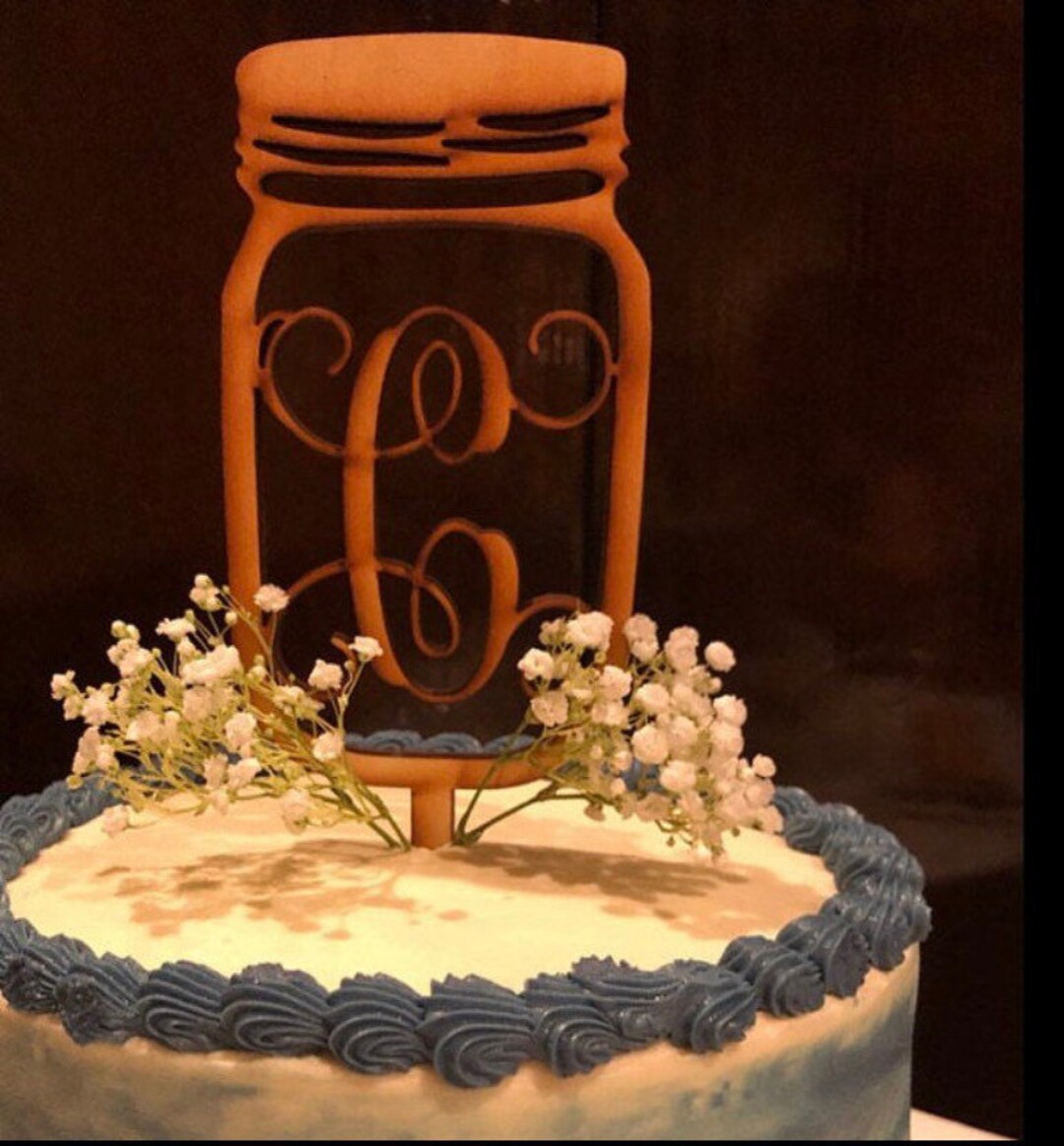 Mason Jar Wedding Cake Topper, Wood Cake Topper - Etsy