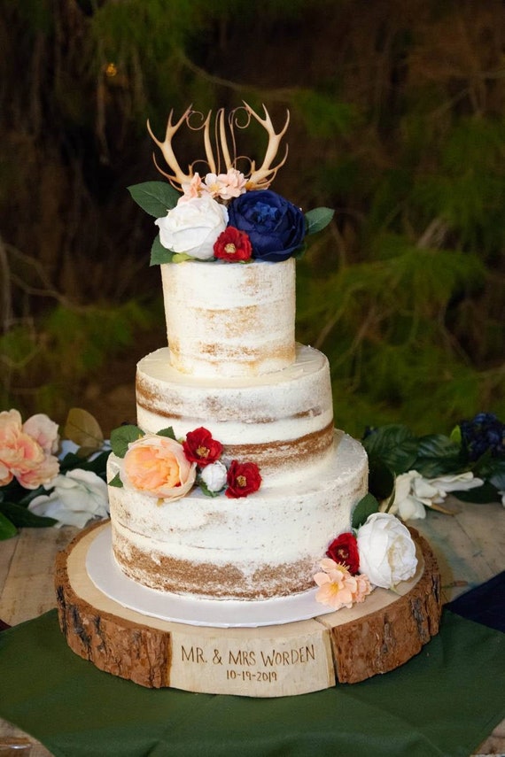 Rustic Wedding Cake Topper Antlers Monogram Cake Topper | Etsy