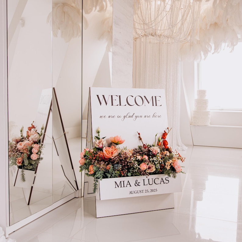 Custom Wooden Wedding Welcome Sign With Flower Box - Etsy