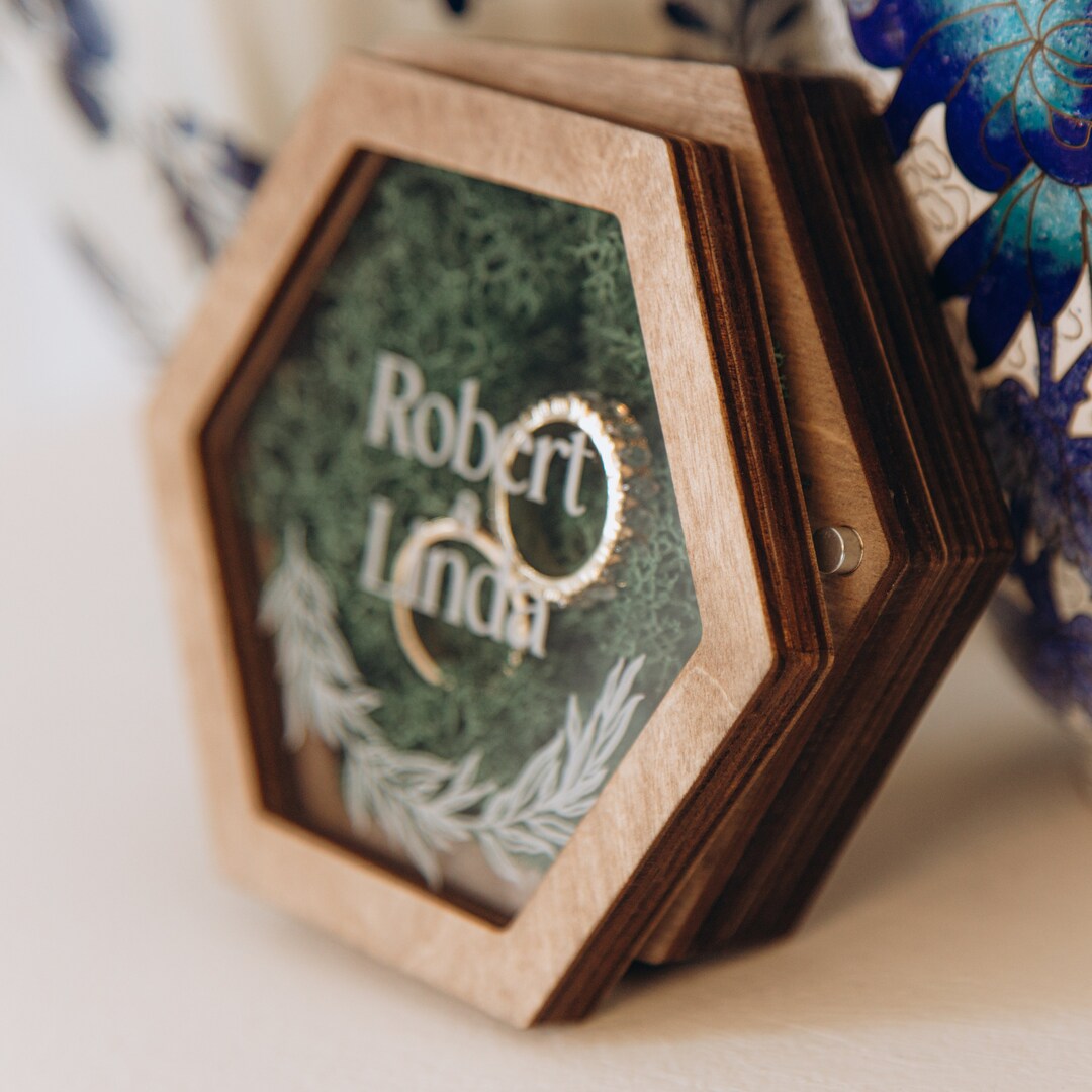 Acrylic/wooden Ring Box, Personalized Hexagon and Circle Jewelry Box ...