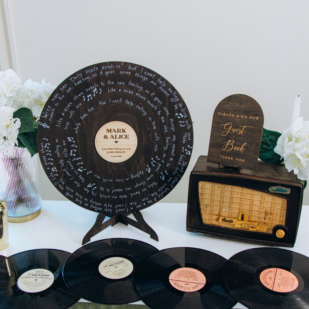 Custom Record Cover Vinyl, Rustic Wedding Guest Book Alternative, Boho ...