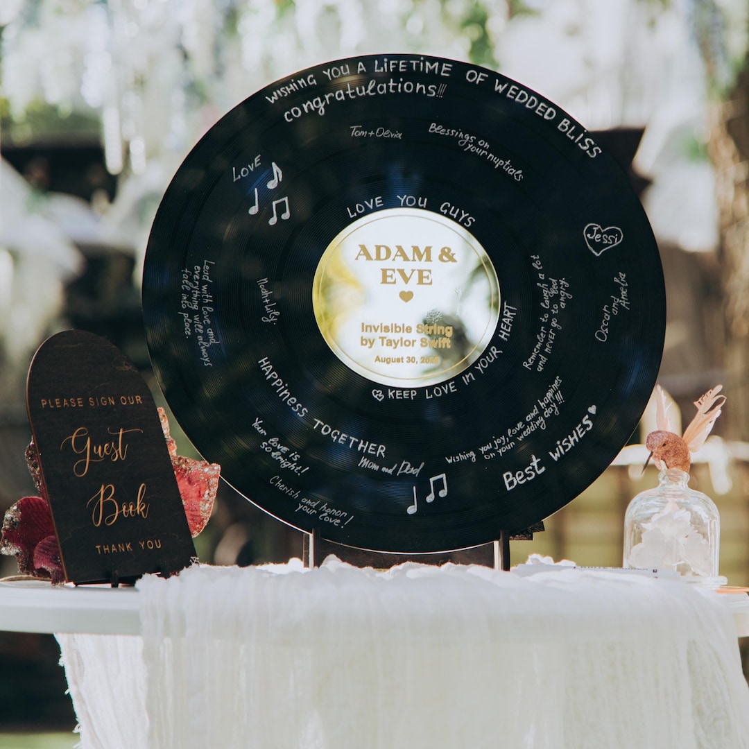 Acrylic Wedding Record Guest Book, Personalized Party Board, Vinyl ...