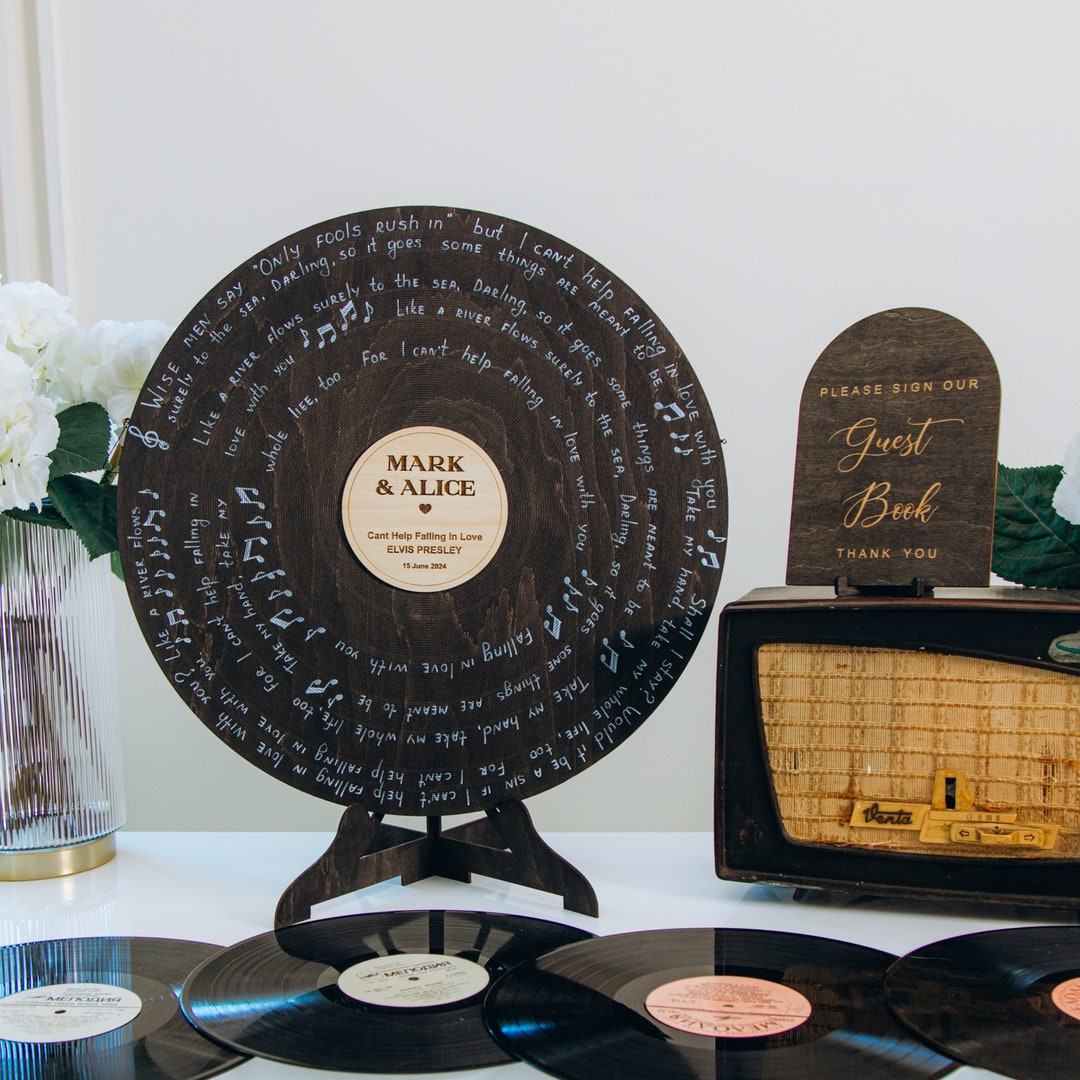 Wooden Personalized Vinyl Record Guest Book, Birthday Guestbook, Wall ...