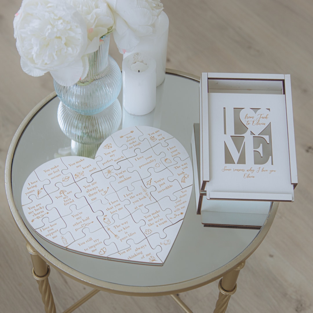 Heart Puzzle Couple Box, Custom Anniversary Gift for Love Couples ...