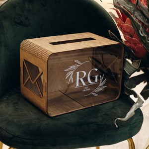 Custom Acrylic Gift Card Box With Slot, Rustic Boho Nature Wedding ...