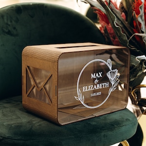 Custom Acrylic Gift Card Box With Slot, Rustic Boho Nature Wedding ...