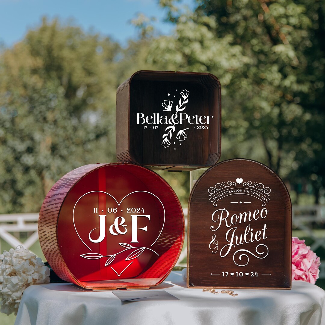 Custom Wedding Card Box With Slot, Wedding Gift Box, Wedding Signs ...