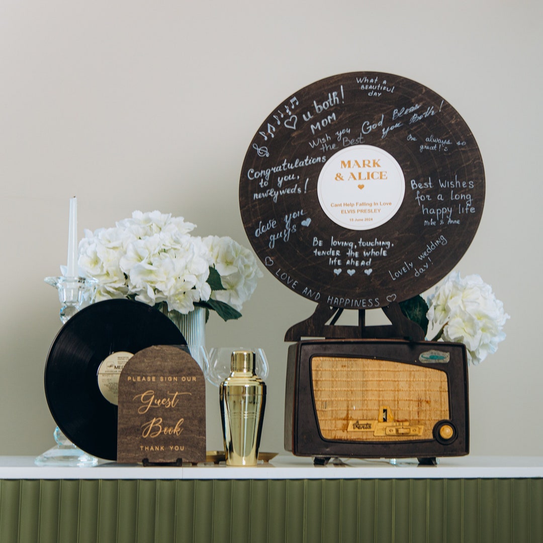 Custom Vinyl Record Guest Book, Wedding Sign, Boho Wall Decor, Audio ...