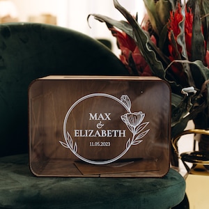 Custom Acrylic Gift Card Box With Slot, Rustic Boho Nature Wedding ...