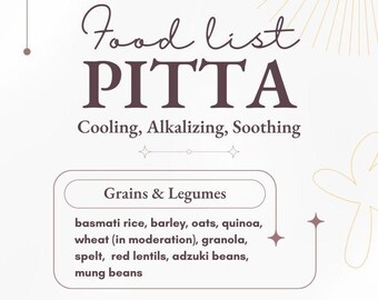 Ayurveda Nutrition: Vata Food List - Etsy UK