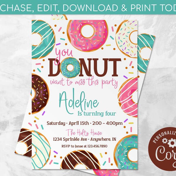 Donut Invitation - Etsy