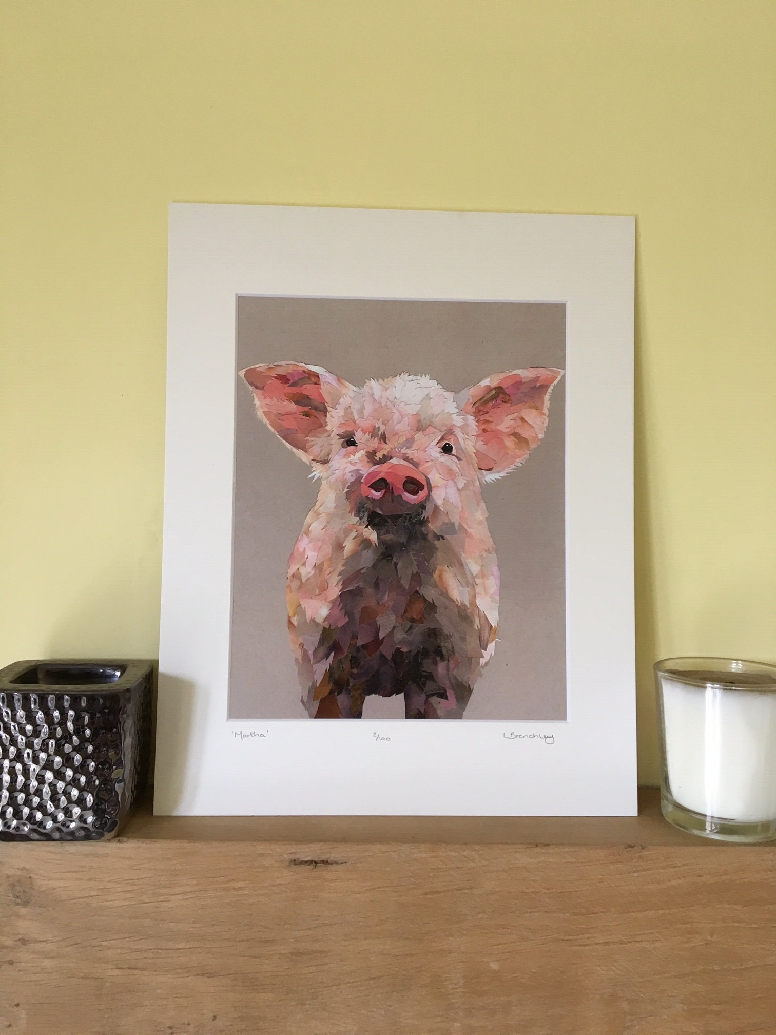 Martha the Piglet, Paper Collage, Signed Limited Edition A4 Print - Etsy