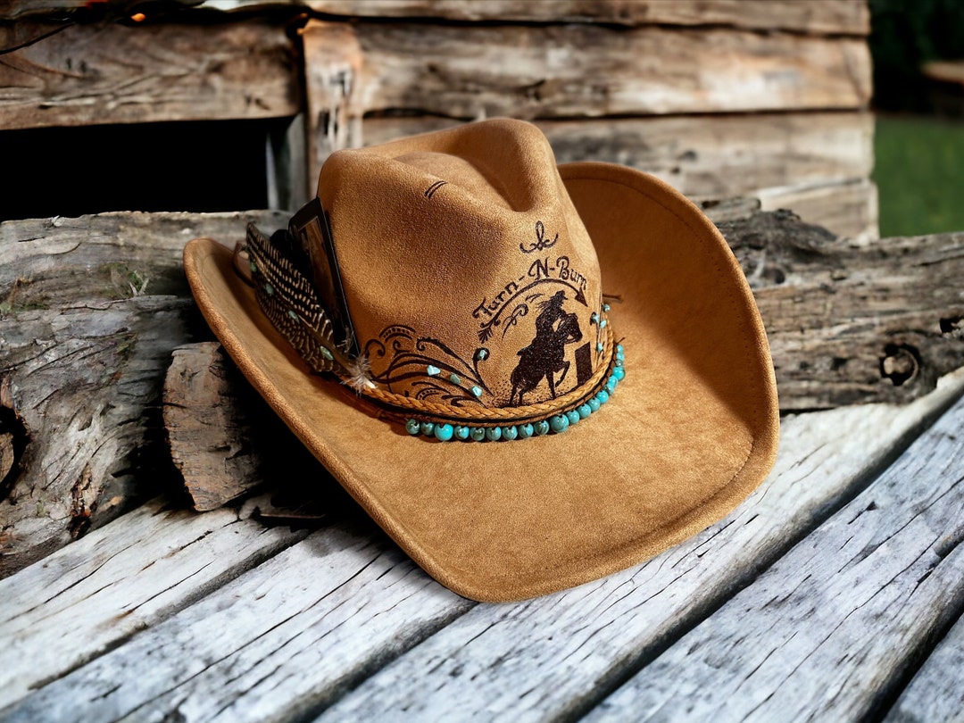 Made to Order - Customizable - Burned Barrel Racer Cowgirl Hat ...