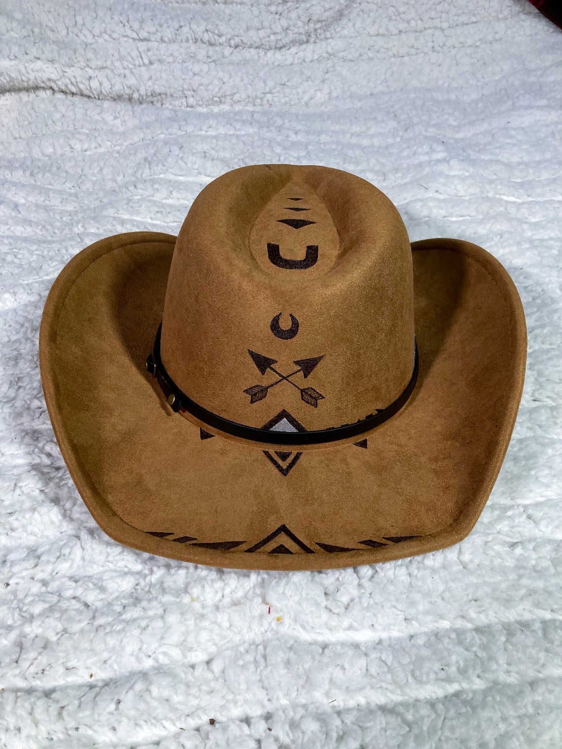 Made to Order - Hand Burned Cattle Skull and Feather Cowboy Hat, Wide ...