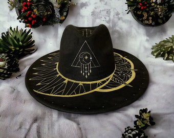 Made to Order Hand Burned and Painted Western Horse and Feathers Hat in ...