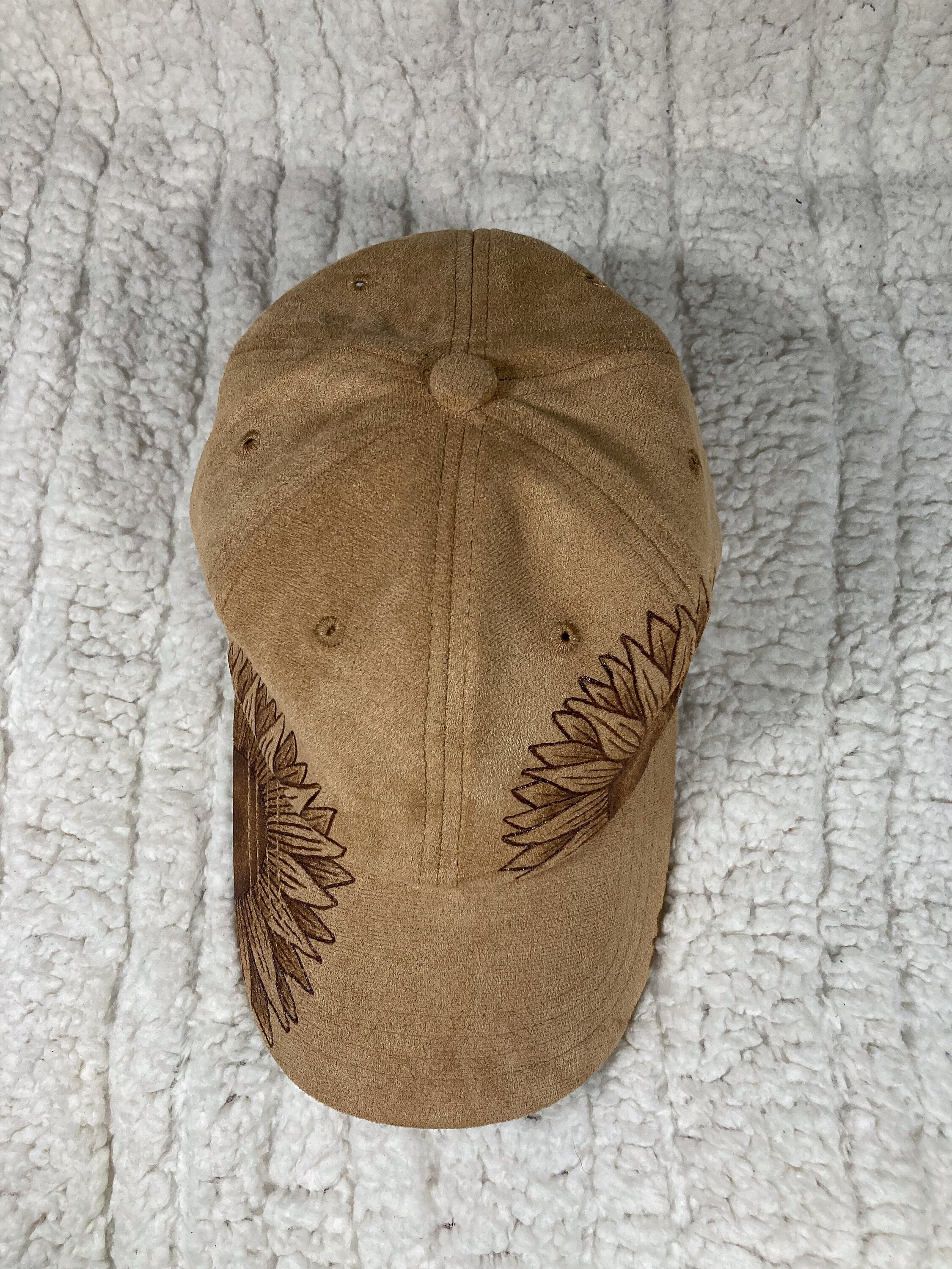 Made to Order Hand Burned Sunflower Ball Cap Cute Hat Sunflower Design ...