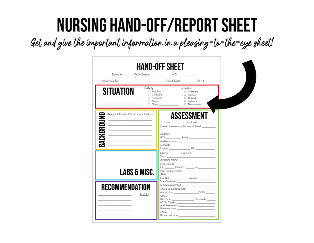 Nursing Hand-off/report Sheet - Etsy