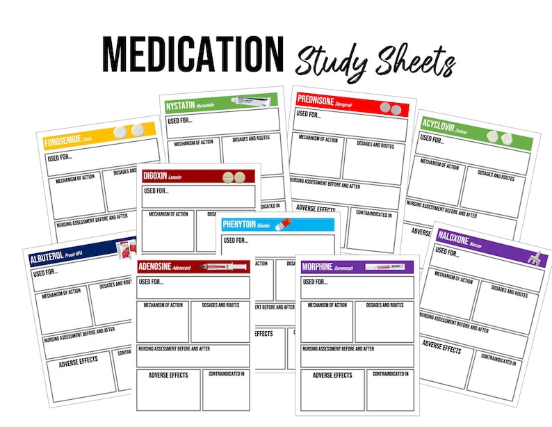 Medication Study Sheets | Etsy