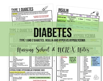 Diabetes | Nursing Notes | Digital Download - Etsy UK