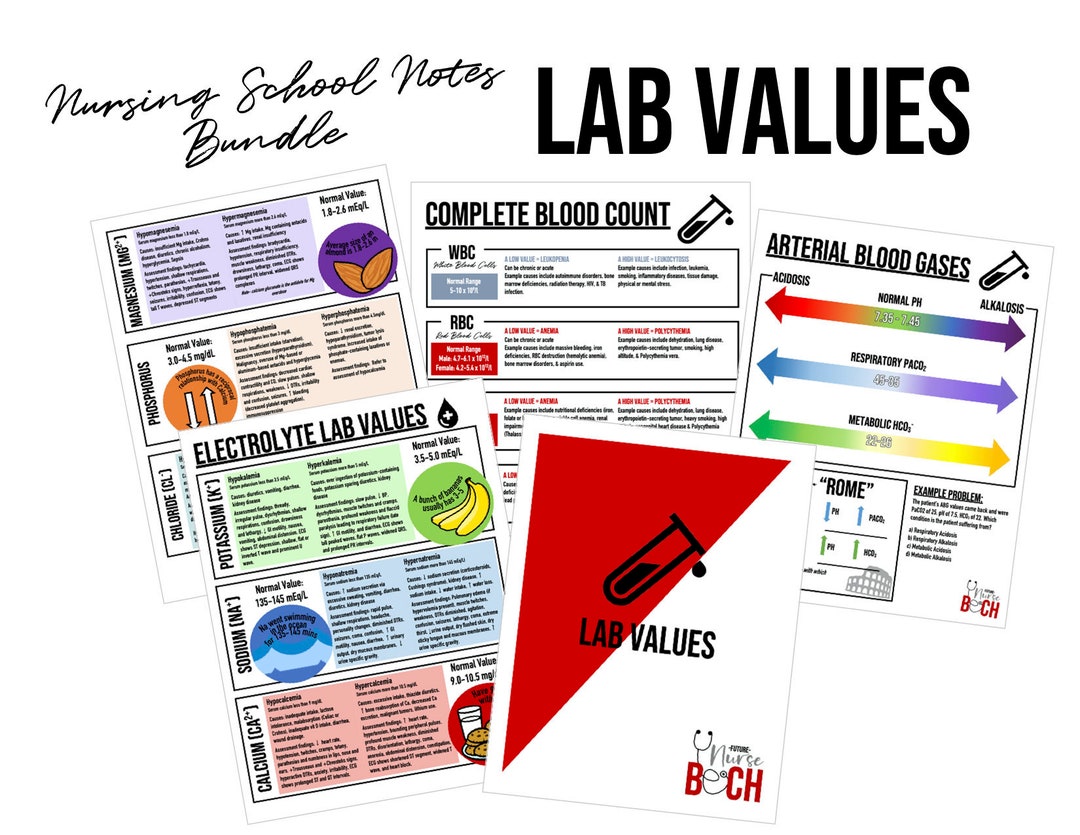 Nursing School/nclex Lab Values Study Bundle - Etsy