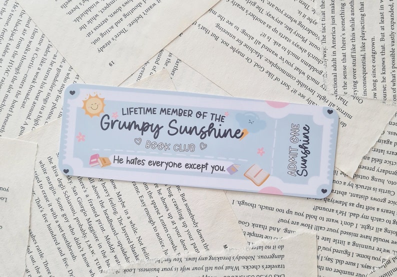 Grumpy X Sunshine Trope Bookmark, Bookish Gift for Readers, Cute for ...