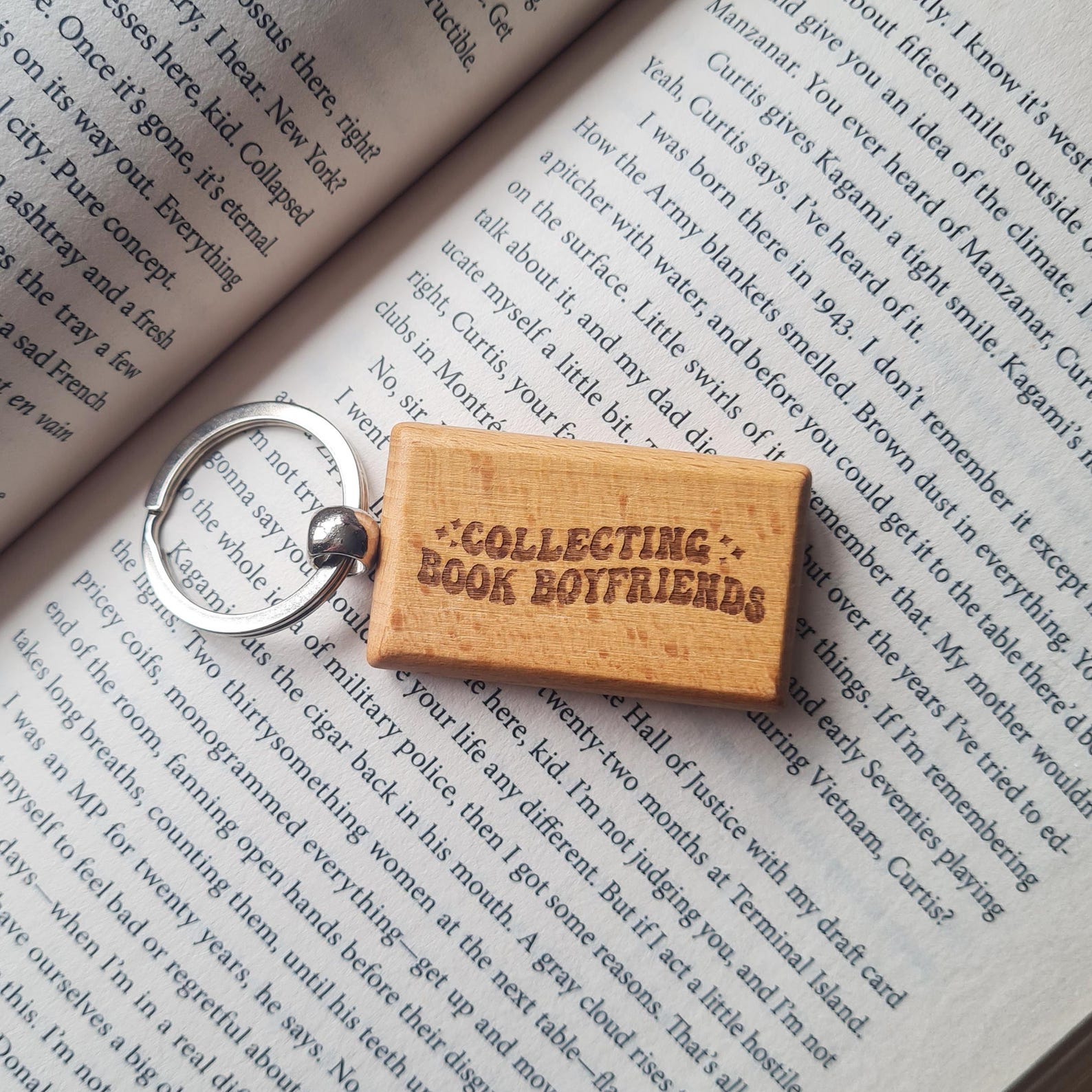 Collecting Book Boyfriends Wooden Keyring, Bookstagram Booktok Merch ...