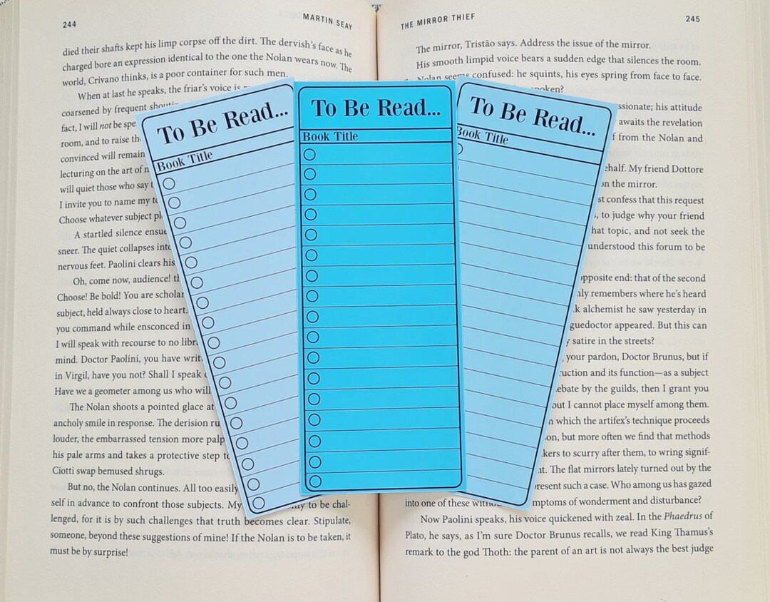 TBR to Be Read Blue Bookmark, Pack of 3, Antique Library Card Book Club ...