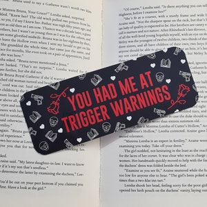Trigger Warning Dark Romance Bookmark, Cute Romance Reader Bookmark ...