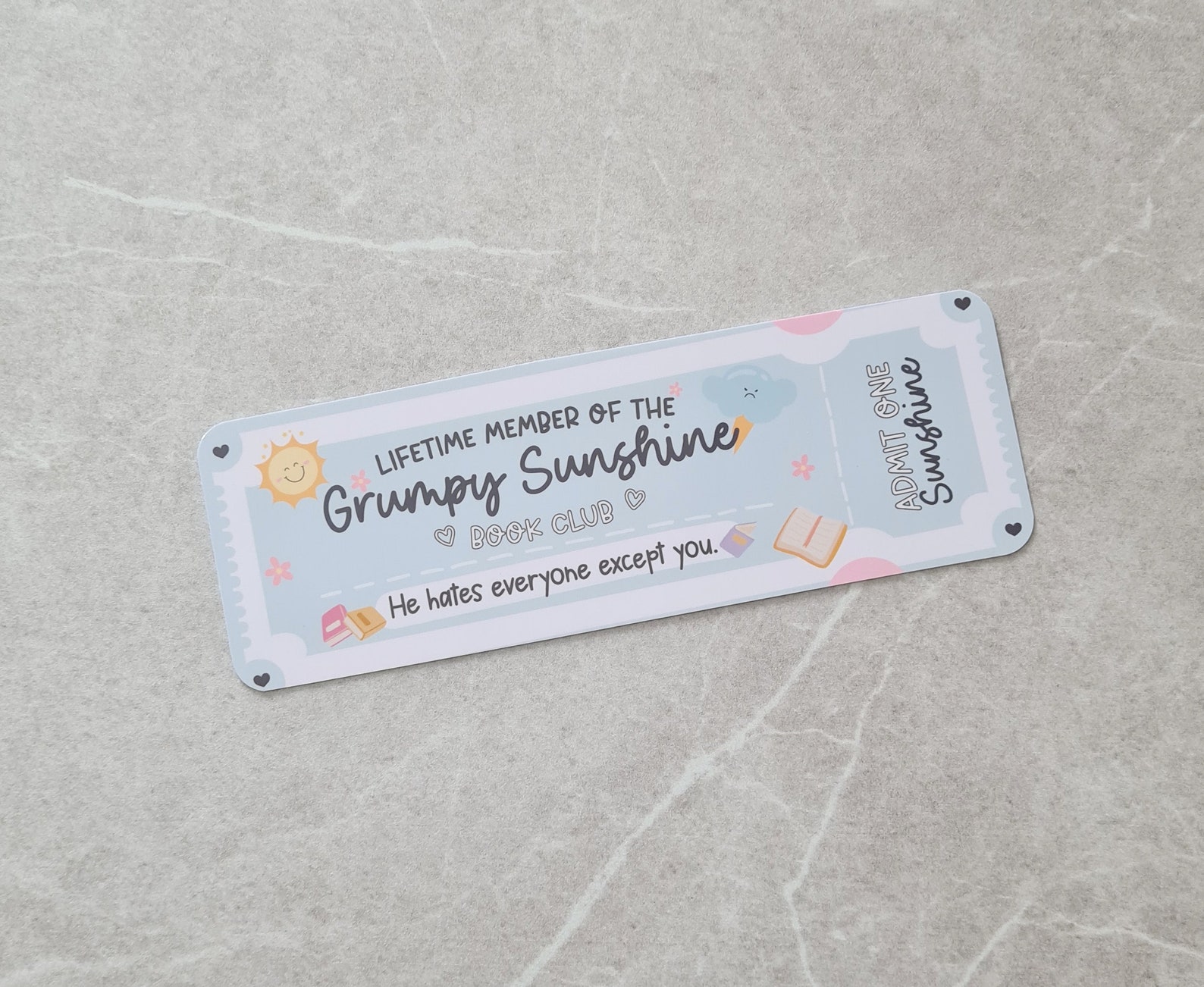 Grumpy X Sunshine Trope Bookmark, Bookish Gift for Readers, Cute for ...