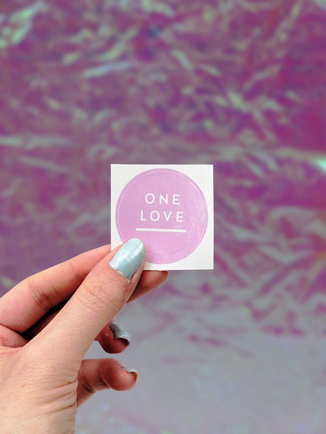One Love - Round 1 Inch Sticker, Inspirational Quote, Saying, Pink ...