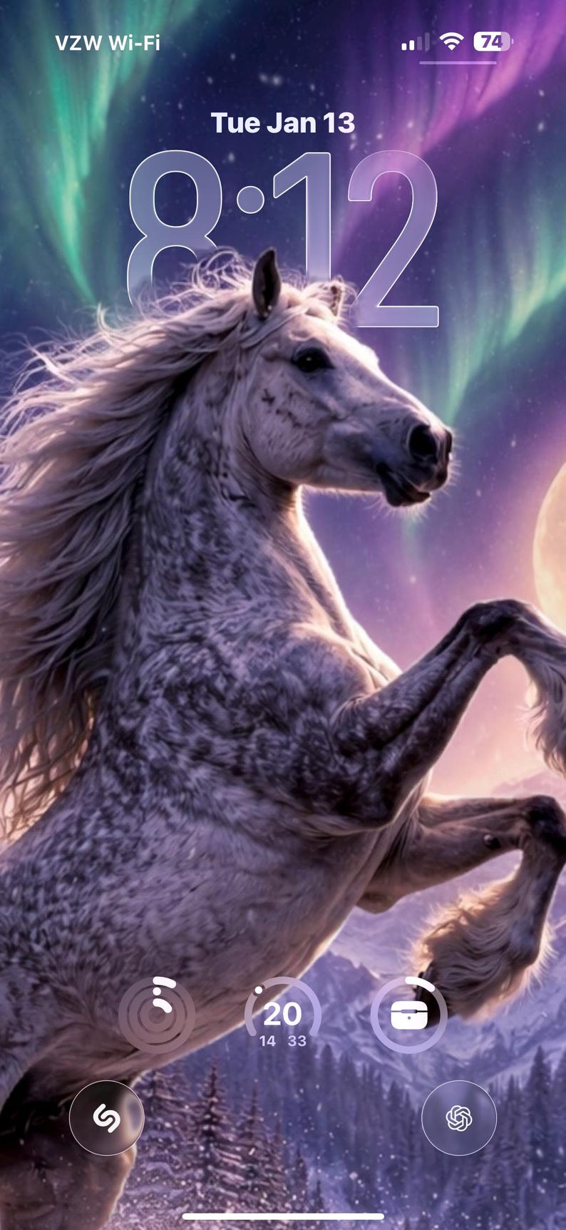 Equestrian Northern Lights iPhone Wallpaper, Winter Horse Lock Screen ...