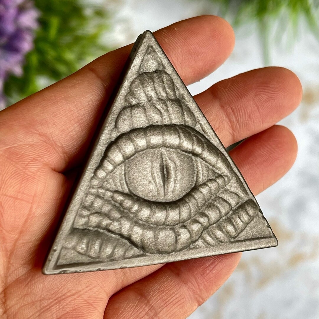 Black Obsidian Crystal Carving, Evil Eye Triangle, Spiritual Altar ...