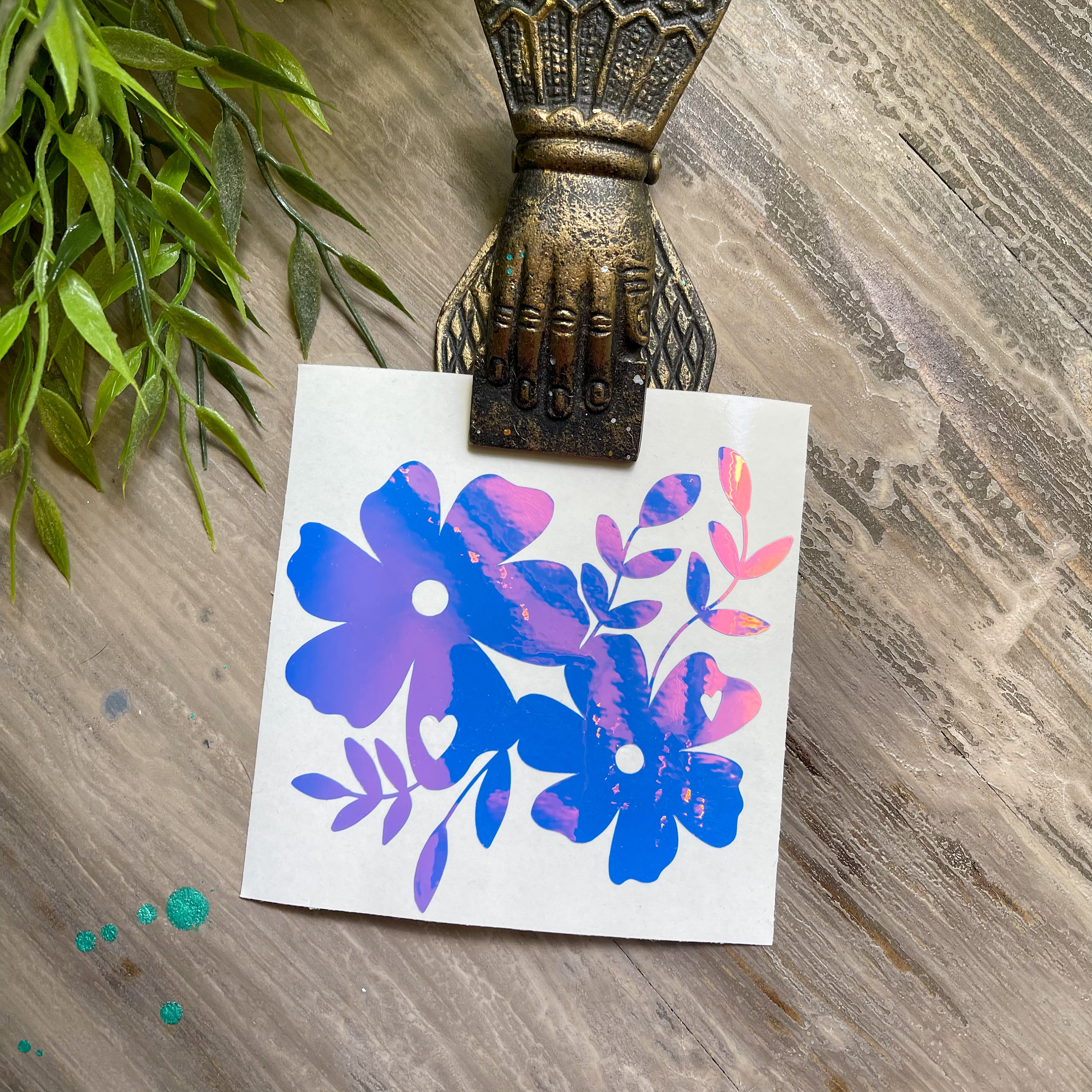 Holographic Flower Sticker Calcomanía portátil Decal de | Etsy