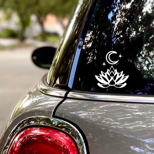 Lotus Flower and Lunar Eclipse Moon Car Decal Mystical - Etsy