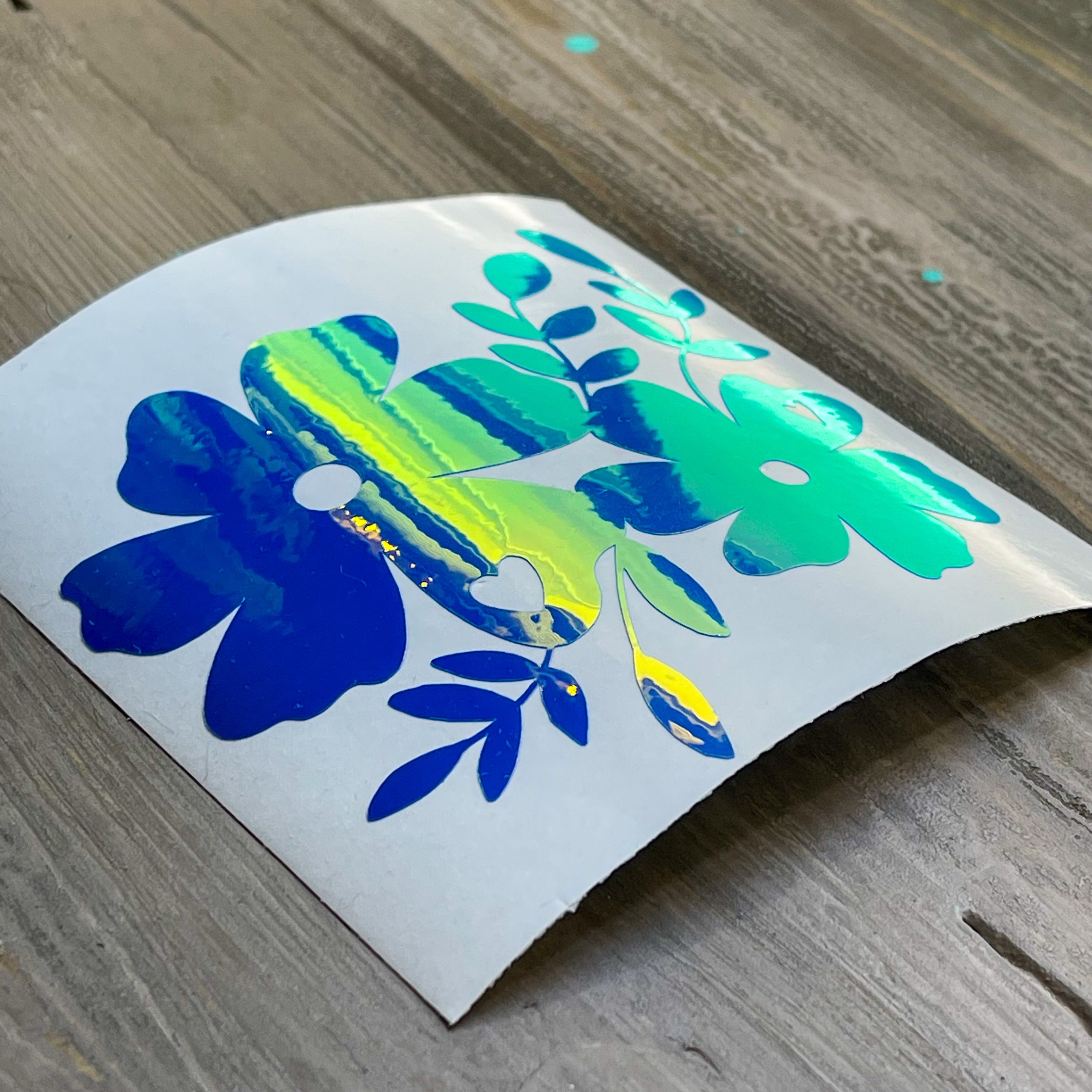 Holographic Flower Sticker Calcomanía portátil Decal de | Etsy