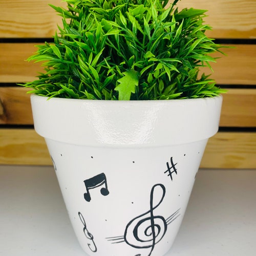 Piano Hand Painted Terracotta Plant Pot - Etsy