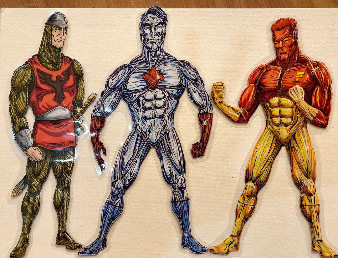 Super Hero Magnet Set: Shining Knight, Captain Atom, Major Force - Etsy