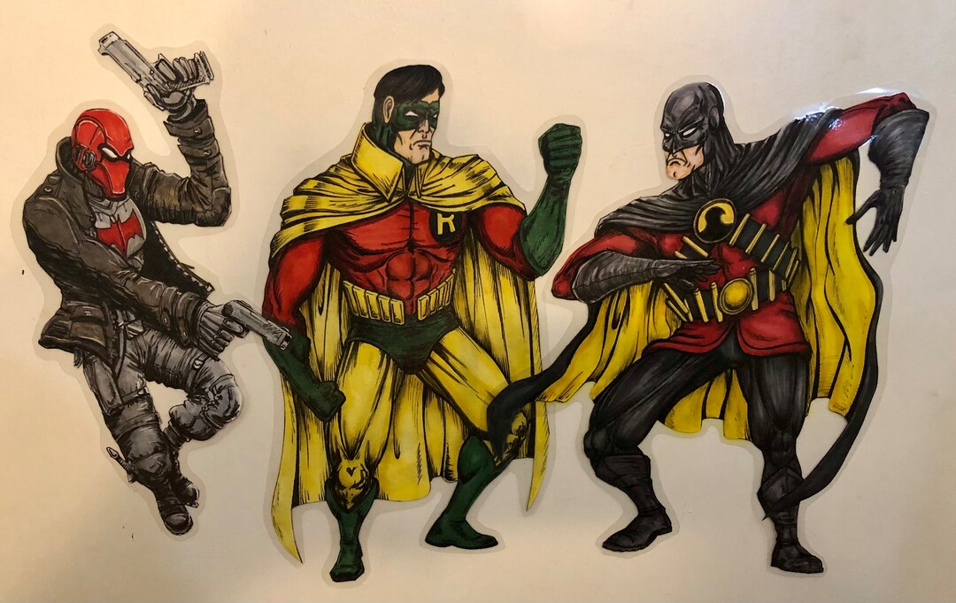 Super Hero Magnet Set: Earth 2 Robin Red Robin Red Hood - Etsy