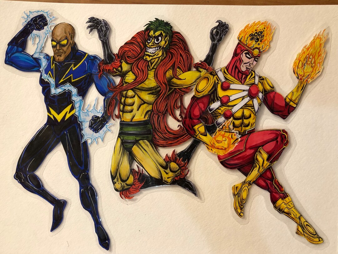 Super Hero Magnet Set: Black Lightning, Creeper, Firestorm - Etsy