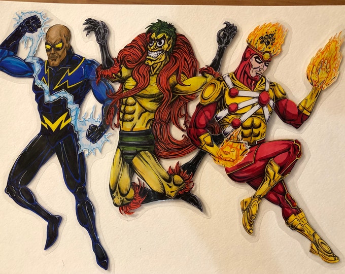 Super Hero Magnet Set: Black Lightning, Creeper, Firestorm - Etsy
