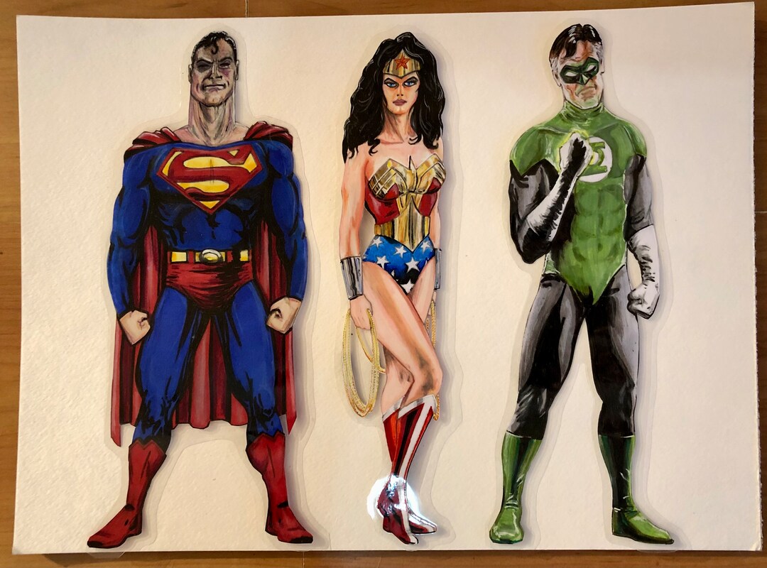 Super Hero Magnet Set: Superman, Green Lantern, Wonder Woman - Etsy
