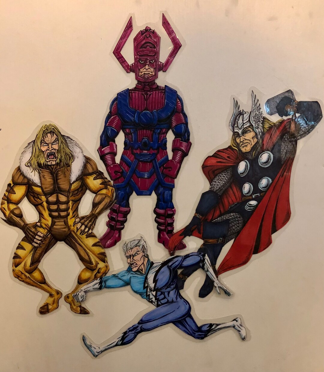 Super Hero Magnet Set: Galactus, Sabretooth, Thor, Quicksilver - Etsy