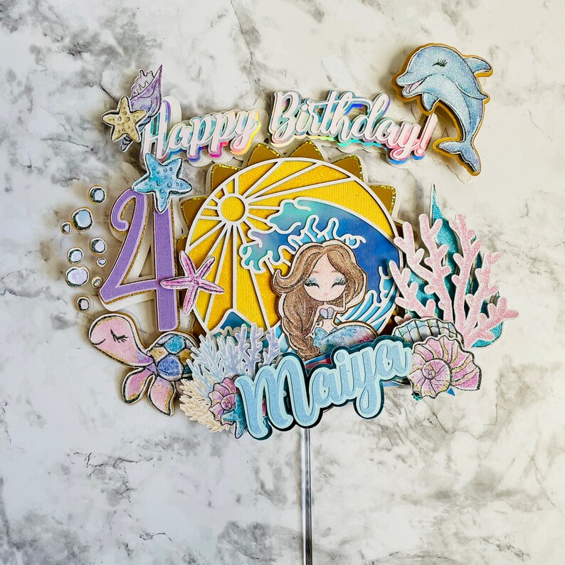 Mermaid Cake Topper - Mermaid Party - Mermaid Birthday - Under the Sea ...