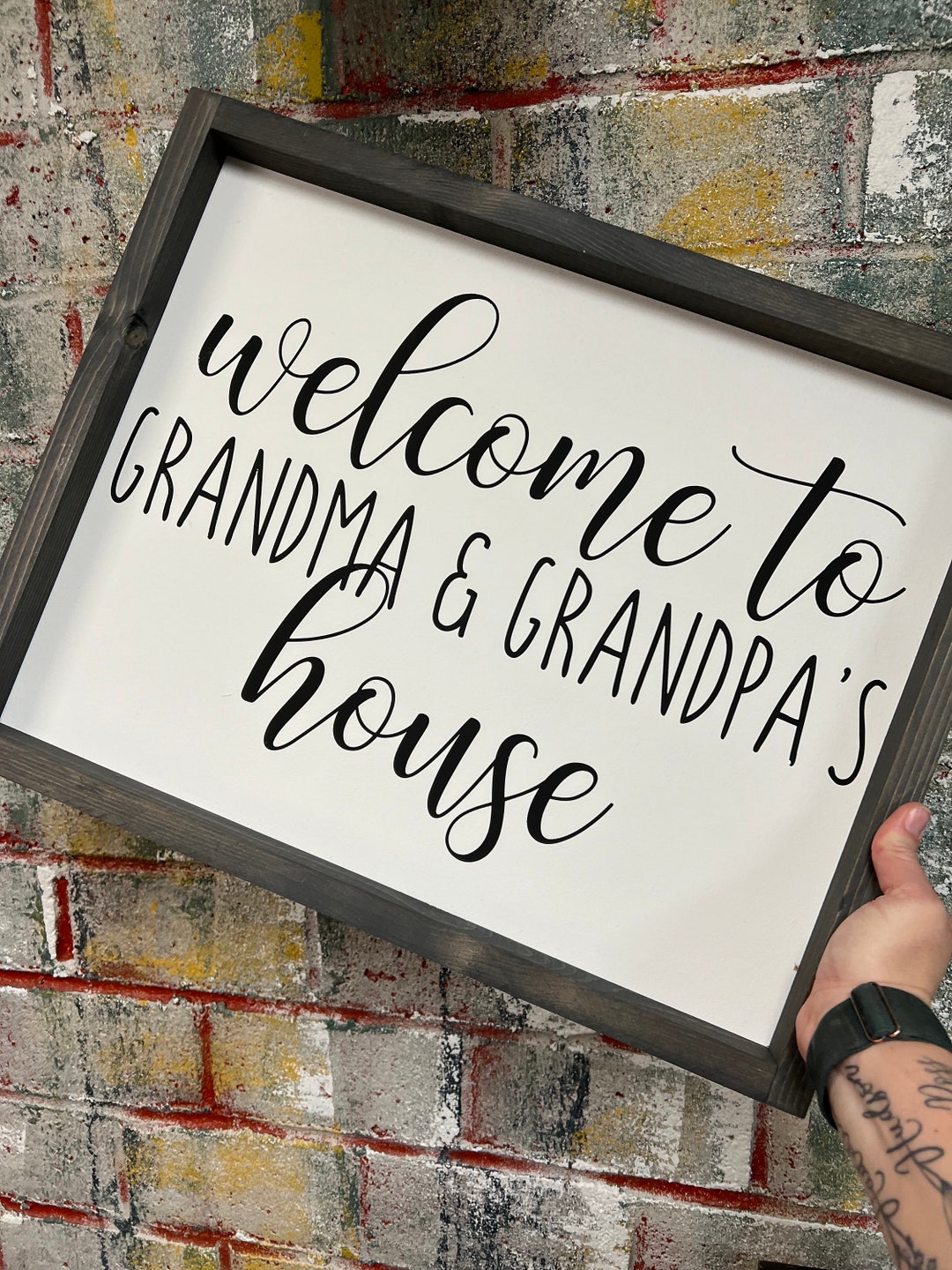 Welcome to Grandma and Grandpas House, Wood Framed Sign - Etsy