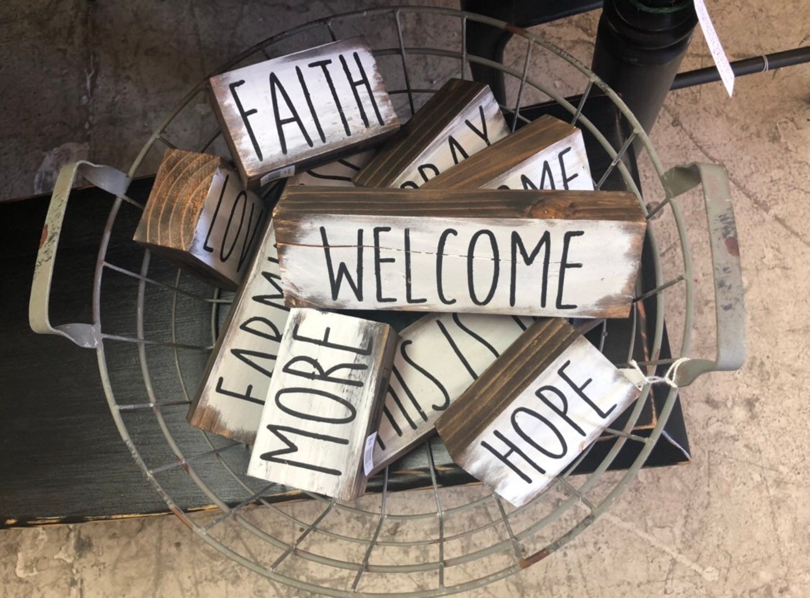 Wood Blocks Rustic Wooden Blocks Painted Wood Welcome - Etsy