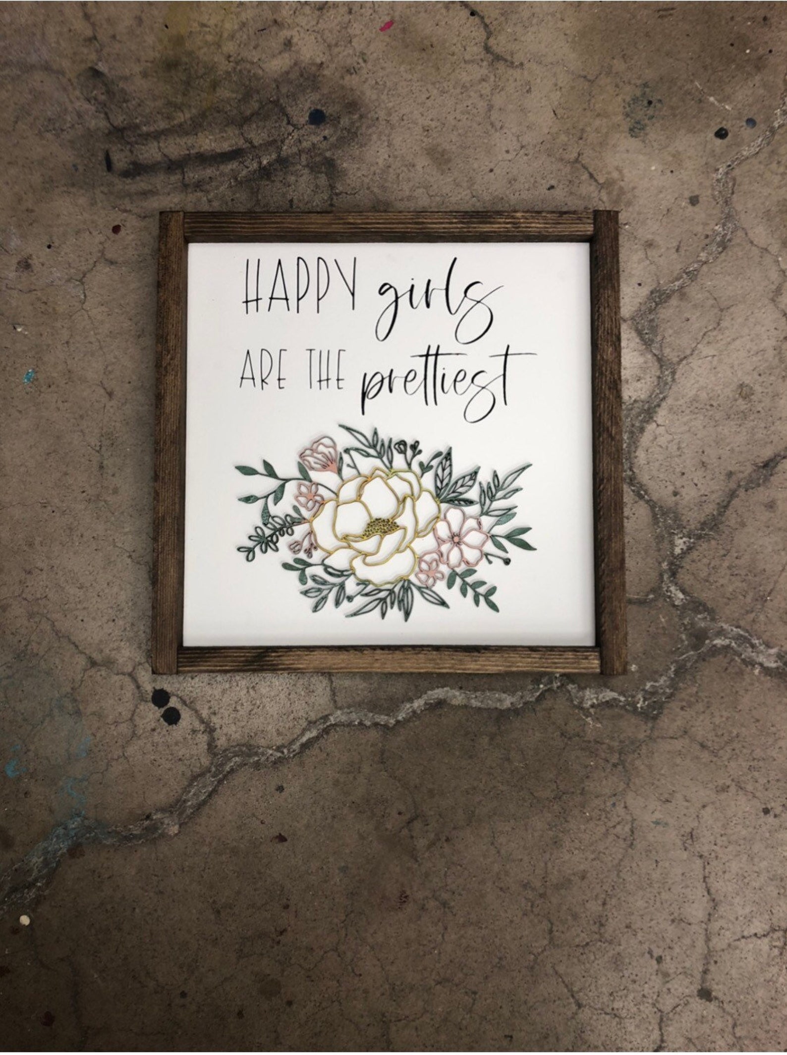 Happy Girls Are the Prettiest Wood Framed Sign Little Girls - Etsy