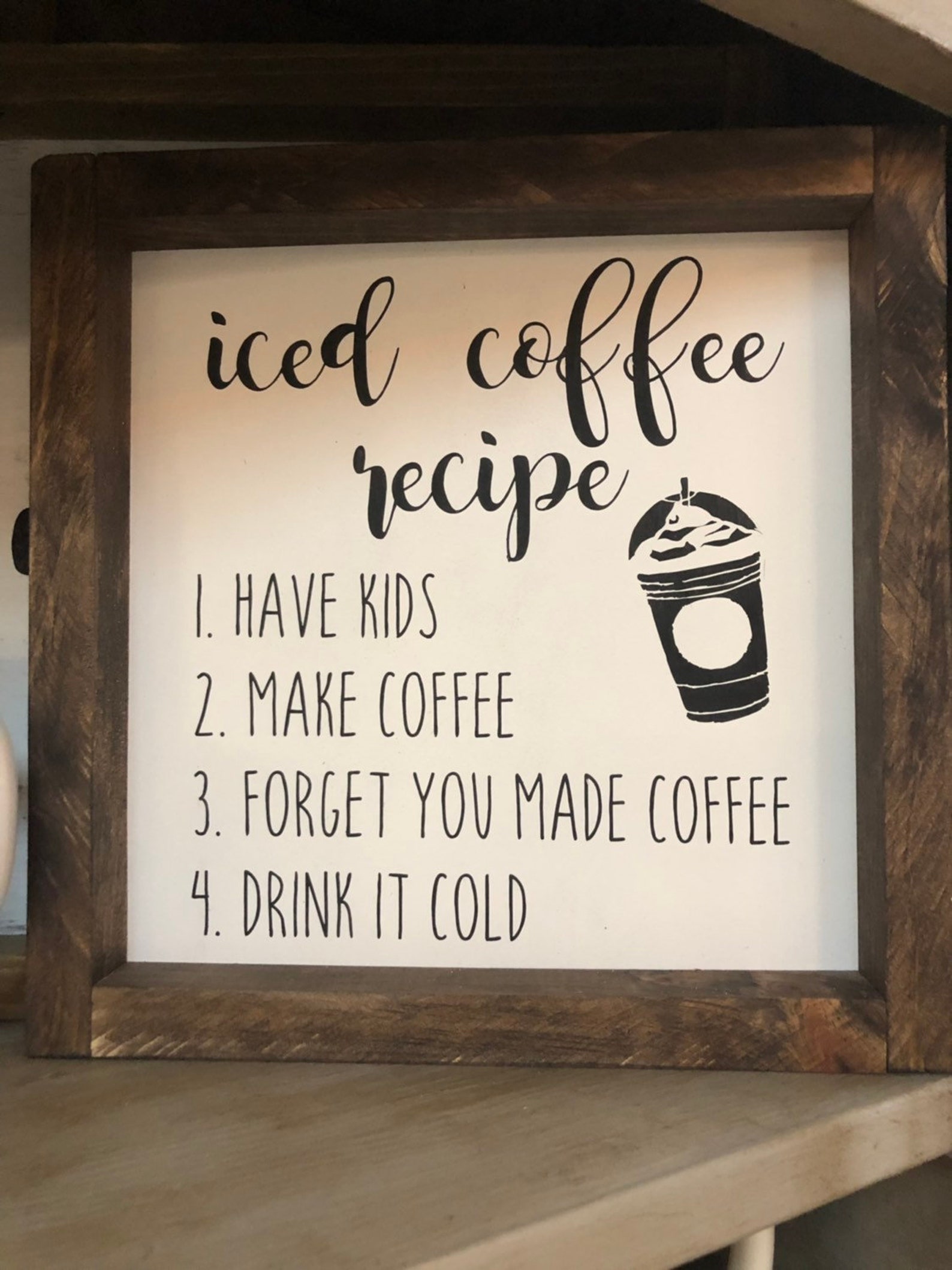 Iced Coffee Recipe Wood Sign for Home Decor Farmhouse Sign - Etsy