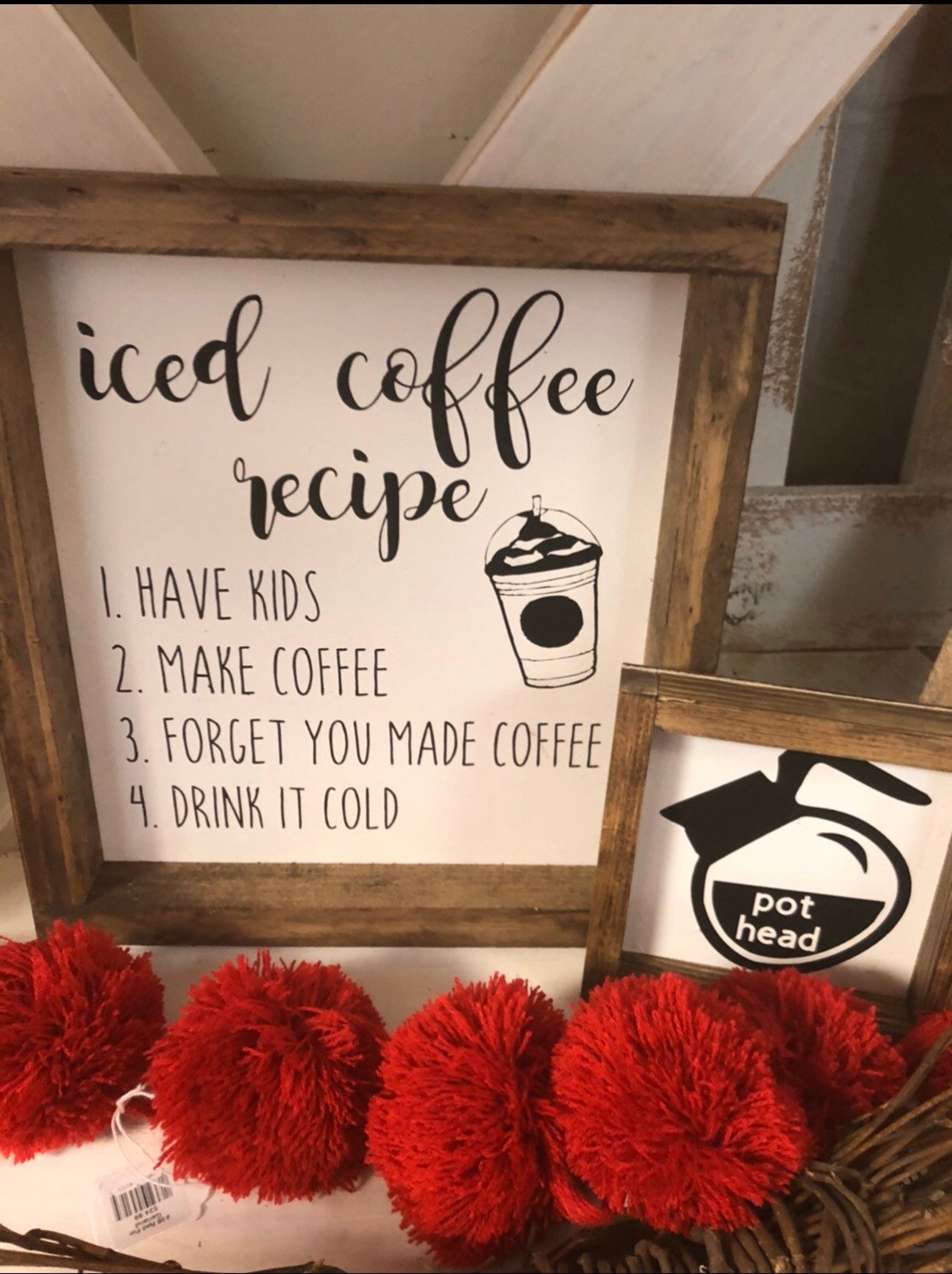 Iced Coffee Recipe Wood Sign for Home Decor Farmhouse Sign - Etsy