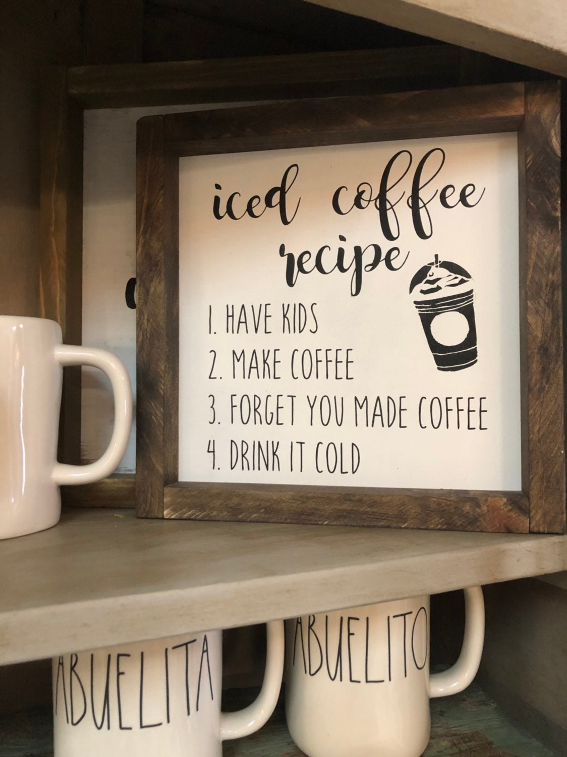 Iced Coffee Recipe Wood Sign for Home Decor Farmhouse Sign - Etsy